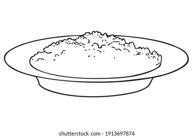 Plate Rice Line Vector Illustration Isolated Stock Vector (Royalty Free ...