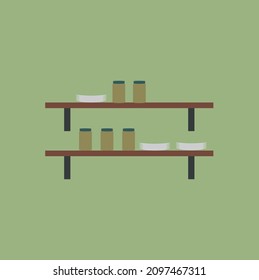 Plate Shelf Cartoon Flat Vector Illustration Stock Vector (Royalty Free ...