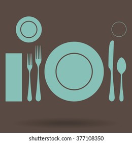 Table Setting Plan Cutlery On Table Stock Vector (Royalty Free) 1681736134