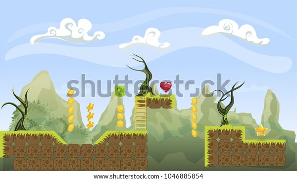 Platform 2d Game Concept Background Stock Vector (Royalty Free) 1046885854