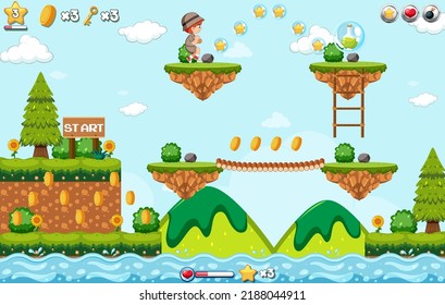 Platform Game Background Template Illustration Stock Vector (Royalty ...