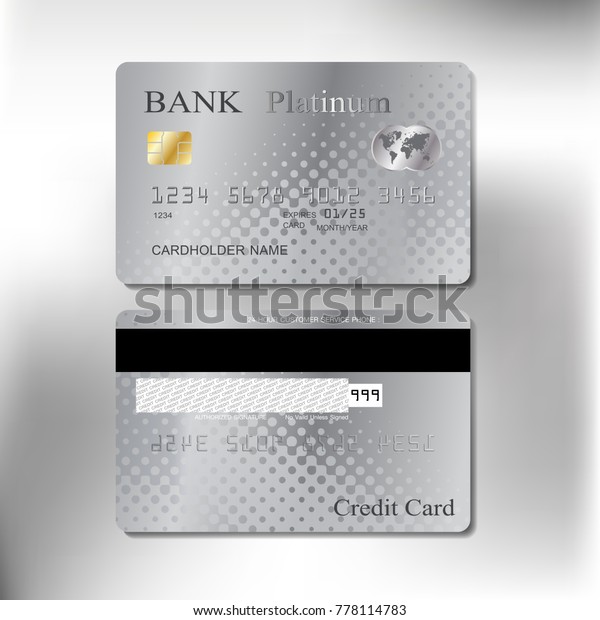 Platinum Color Front Back Realistic Credit Stock Vector (Royalty Free ...