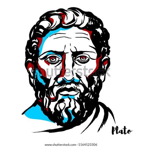 Plato Engraved Vector Portrait Ink Contours Stock Vector (Royalty Free ...