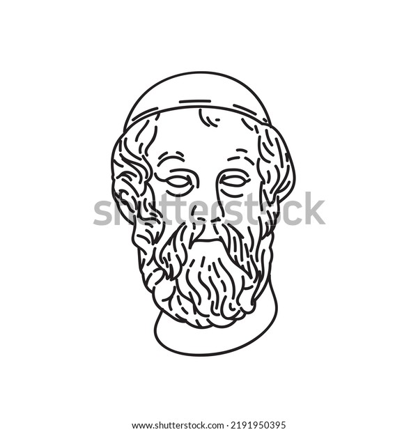 Plato Philosopher Portrait Line Art Style: เวกเตอร์สต็อก (ปลอดค่า ...