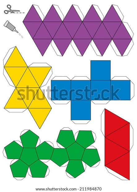 Platonic Solids Paper Model Template