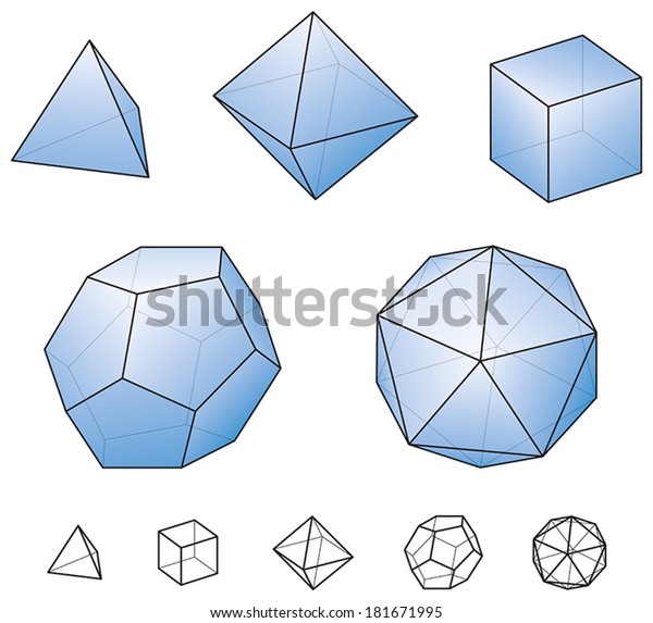 Platonic Solids Regular Convex Polyhedrons Euclidean: Vector có sẵn ...
