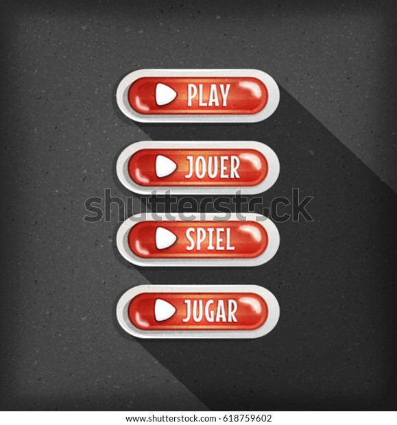 Play Buttons Design Multiple Languages Game Stock Vector (Royalty Free ...