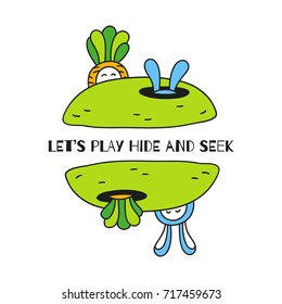 Play Hide Seek Bunny Rabbits Baby Stock Vector (Royalty Free) 717459673