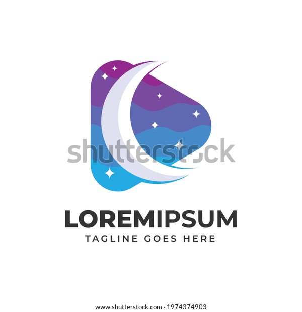 Play Media Night Moon Logo Stock Vector (Royalty Free) 1974374903 ...