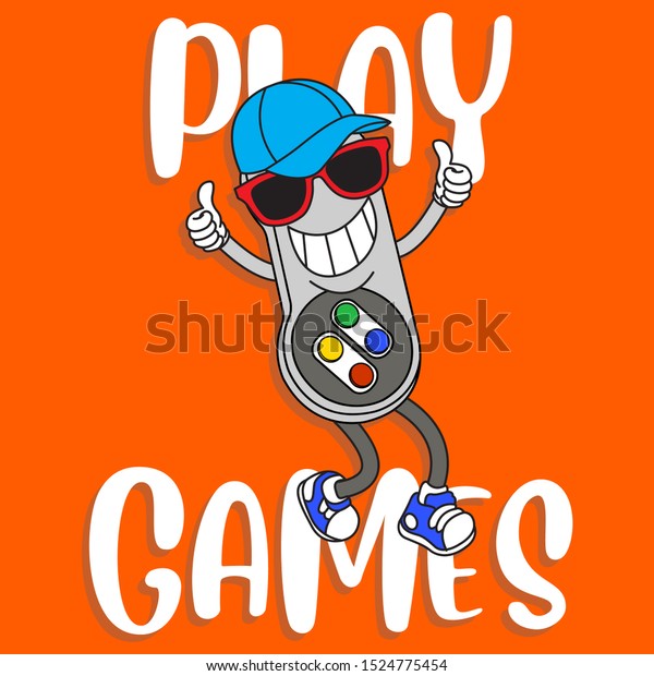 Play Video Games Slogan Print Vector Stock Vector (Royalty Free ...