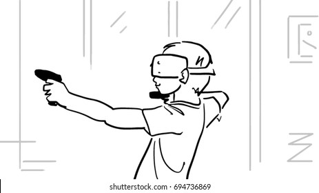 Player Little Boy Virtual Reality Headset Stock Vector (Royalty Free ...