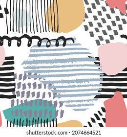 Playful Pattern Hand Drawn Shapes Lines Stock Vector (Royalty Free ...