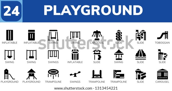 Playground Icon Set 24 Filled Playground Stock Vector (Royalty Free ...