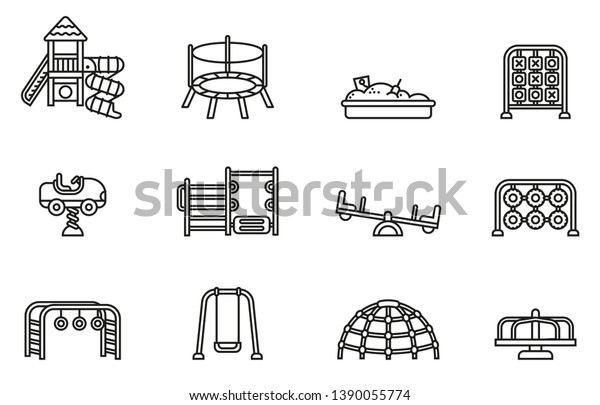 Playground Icon Set White Background Thin Stock Vector (Royalty Free ...