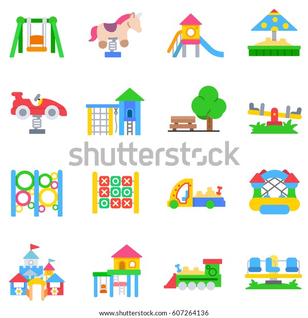 Set für Playground-Symbole. Spielplatz für Kinder,: Stock-Vektorgrafik ...