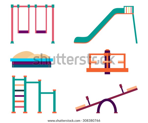 Playground Icons Set Slide Swing Isolated Stock Vector (Royalty Free ...