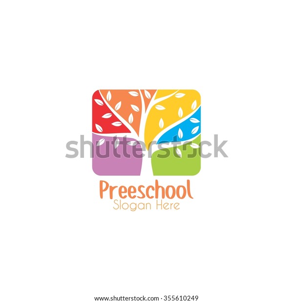 Grupo de juegos, prescolar, plantilla de logotipo de kindergarten