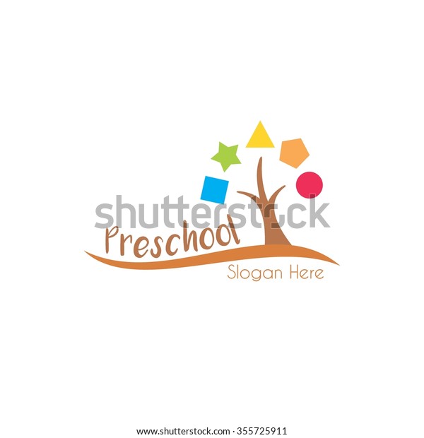 Grupo de juegos, prescolar, plantilla de logotipo de kindergarten