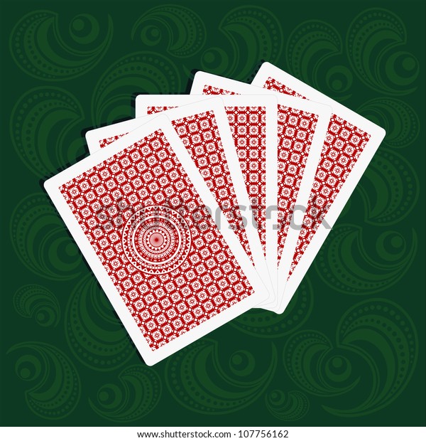 Playing Cards Back Sides On Green Stock Vector (Royalty Free) 107756162