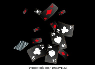 Playing Cards Falling On Black Background Stock Vector (Royalty Free ...