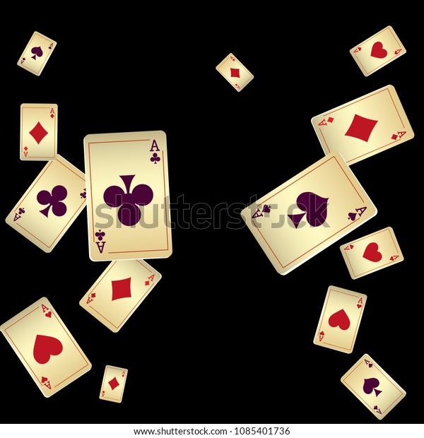 Playing Cards Falling On Black Background Stock Vector (Royalty Free ...