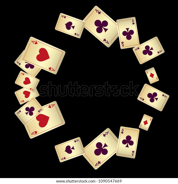 Playing Cards Falling On Black Background Stock Vector (Royalty Free ...