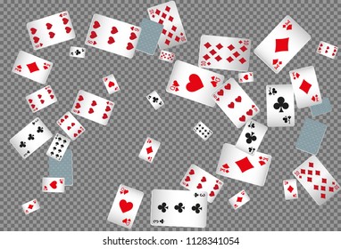 Playing Cards Falling On Transparent Background Stock Vector (Royalty ...