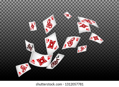Playing Cards Falling On Transparent Background Stock Vector (Royalty ...