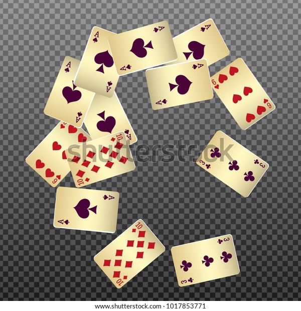 Playing Cards Falling On Transparent Background Stock Vector (Royalty ...