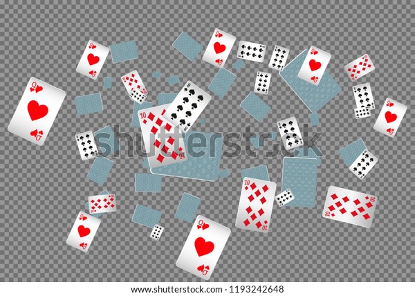 Playing Cards Falling On Transparent Background Stock Vector (Royalty ...