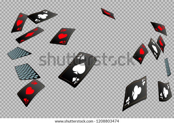 Playing Cards Falling On Transparent Background Stock Vector (Royalty ...