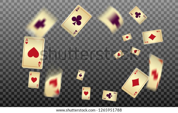 Playing Cards Falling On Transparent Background Stock Vector (Royalty ...