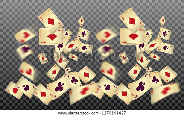 Playing Cards Falling On Transparent Background Stock Vector (Royalty ...