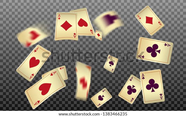 Playing Cards Falling On Transparent Background Stock Vector (Royalty ...