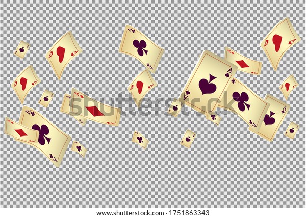 Playing Cards Falling On Transparent Background Stock Vector (Royalty ...