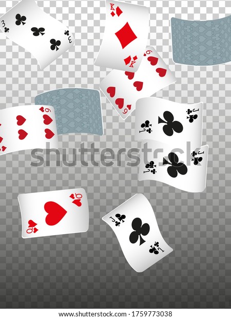 Playing Cards Falling On Transparent Background Stock Vector (Royalty ...