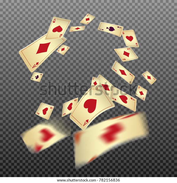 Playing cards falling on transparent background. Vector illustration in ...