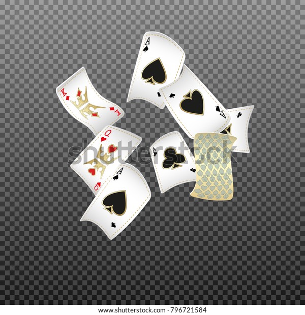 Playing Cards Falling On Transparent Background Stock Vector (Royalty ...