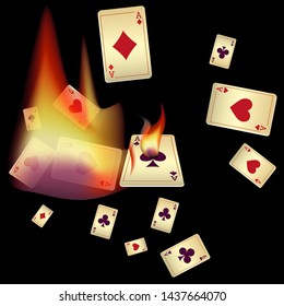Playing Cards Fire On Black Background Stock Vector (Royalty Free ...
