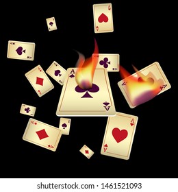 Playing Cards Fire On Black Background Stock Vector (Royalty Free ...
