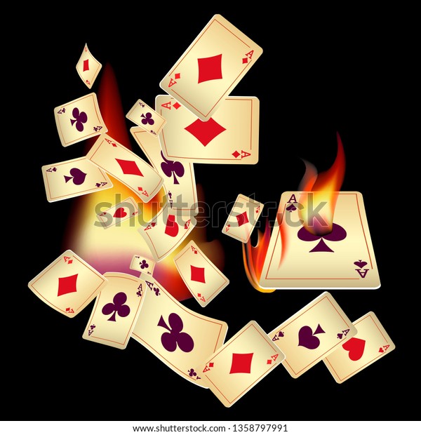 Playing Cards Fire On Black Background Stock Vector (Royalty Free ...