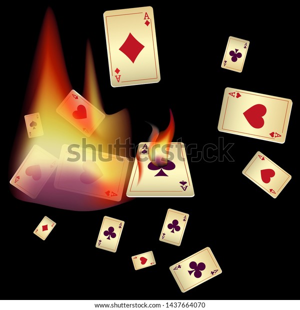 Playing Cards Fire On Black Background Stock Vector (Royalty Free ...