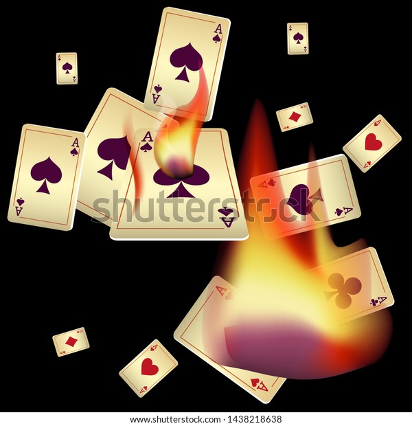 Playing Cards Fire On Black Background Stock Vector (Royalty Free ...
