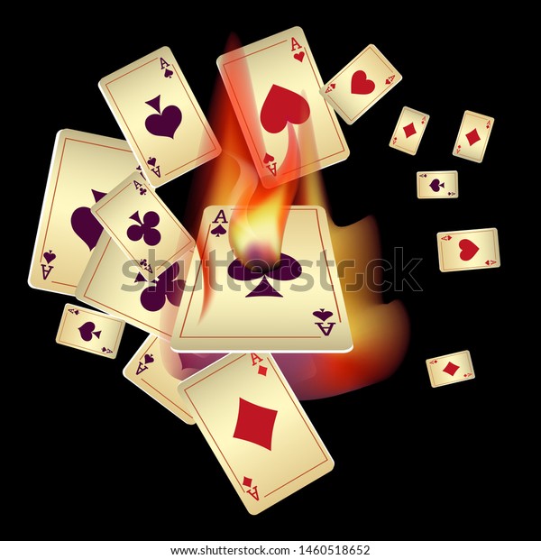Playing Cards Fire On Black Background Stock Vector (Royalty Free ...