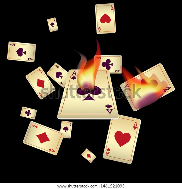 Playing Cards Fire On Black Background: เวกเตอร์สต็อก (ปลอดค่าลิขสิทธิ์ ...