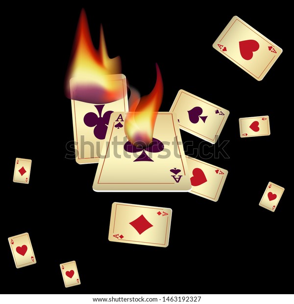 Playing Cards Fire On Black Background Stock Vector (Royalty Free ...