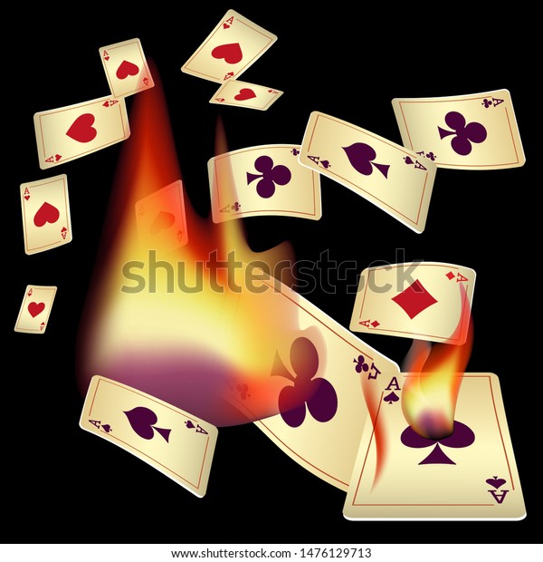 Playing Cards Fire On Black Background Stock Vector (Royalty Free ...