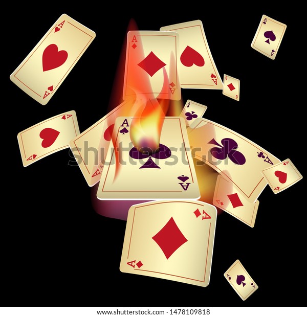 Playing Cards Fire On Black Background Stock Vector (Royalty Free ...