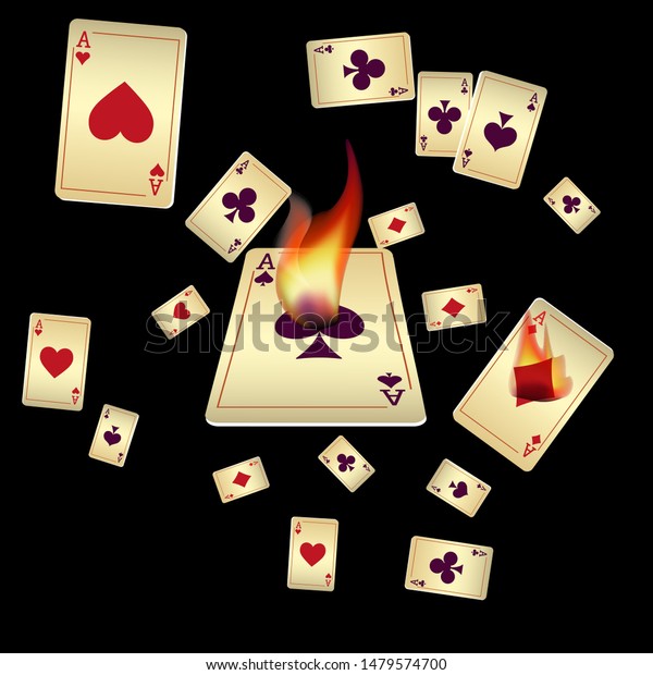 Playing Cards Fire On Black Background Stock Vector (Royalty Free ...