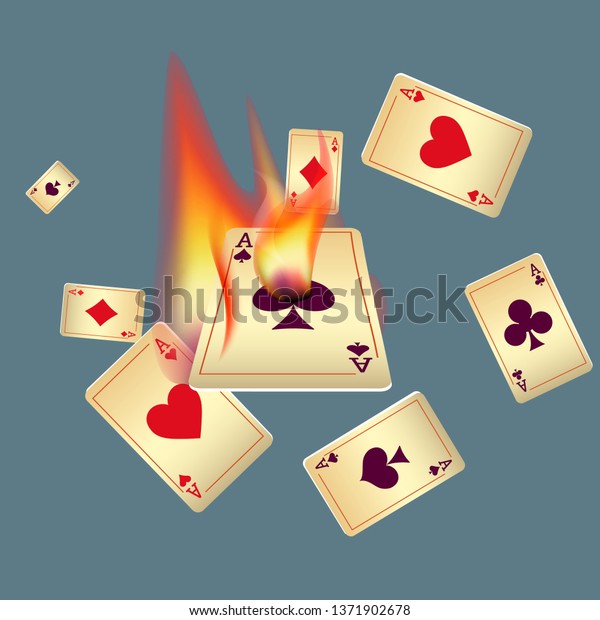 Playing Cards Fire Vector Illustration Vintage Stock Vector (Royalty ...